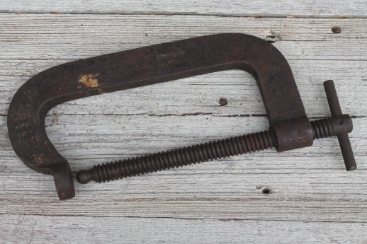 old large C clamps, lot of Hargrave Superclamp No. 44 Cincinnati clamp