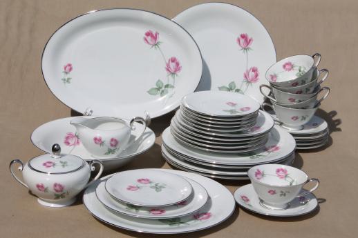 vintage Germany pink rose porcelain dinnerware set for 6, Danton china ...